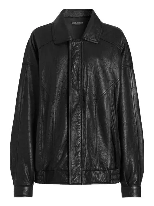 Dolce & Gabbana Oversized Leather Jacket - Black