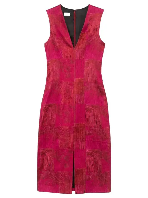 Dries Van Noten Sleeveless V-neck Dress With Front Slit - Red