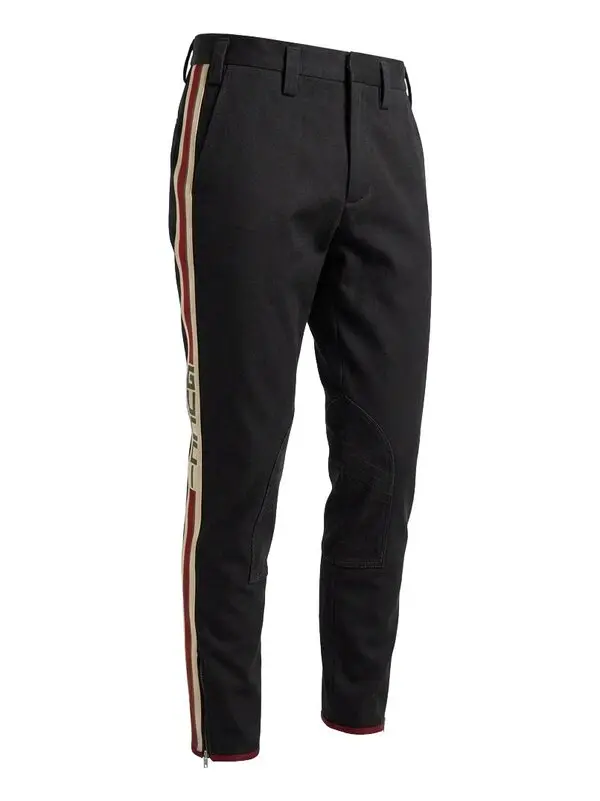 Gucci Gabardine Stretch Trousers With Jacquard Stripes - Black