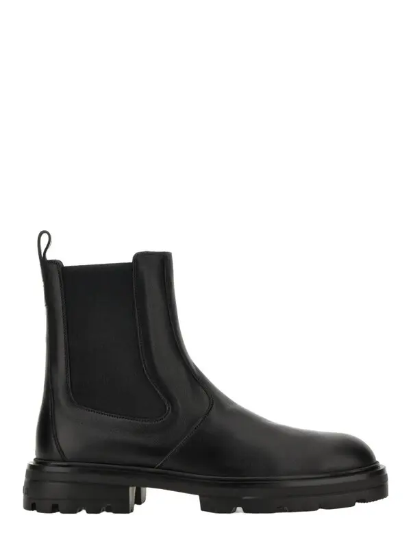 Hogan Leather Chelsea Boots With Elastic Panels And Lug Sole - Black