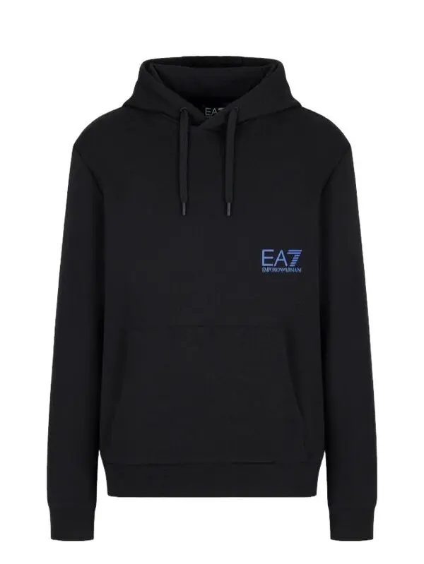 EA7 Hooded Sweater With Logo Detail - Black