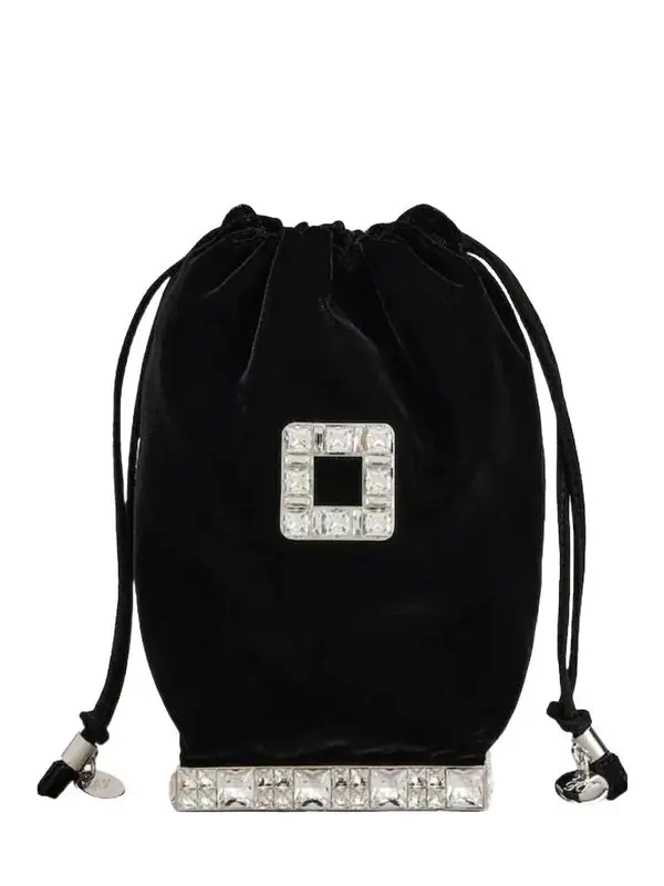 ROGER VIVIER Embellished Drawstring Mini Bucket Bag - Black