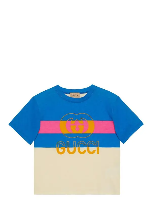 Gucci Web Stripe Print T-shirt - Blue
