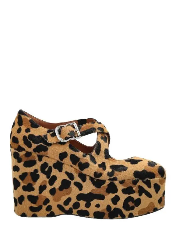 Alaïa Leopard Print Round Toe High Heel Mary Janes - Brown