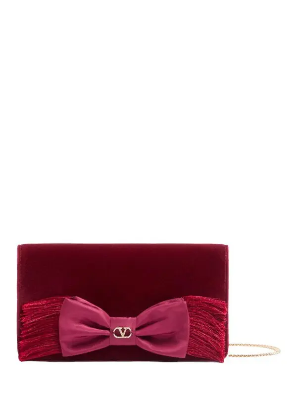 Valentino Garavani Vlogo Signature Mini Velvet Shoulder Bag - Red