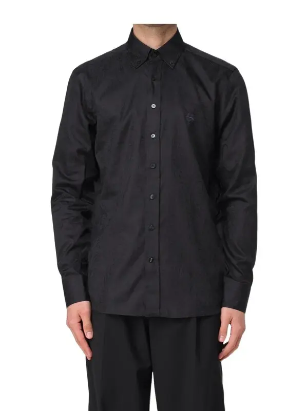 Etro Patterned-jacquard Cotton Shirt - Black
