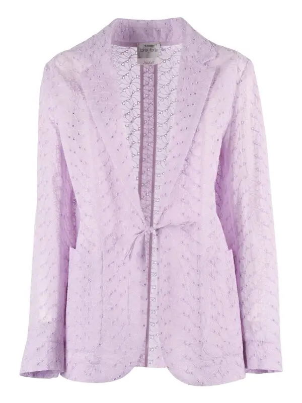 FORTE_FORTE Embroidered Long-sleeve Jacket - Purple