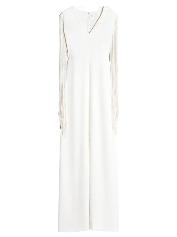 Max Mara Cady Column Dress With Embroidered Fringes - Silk