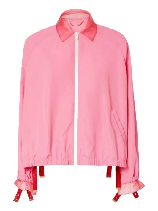 Fendi Organza-trim Zip Jacket - Pink