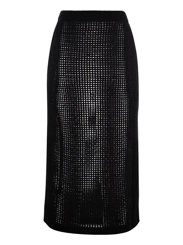 MC2 SAINT BARTH Darline Crochet Midi Skirt - Black