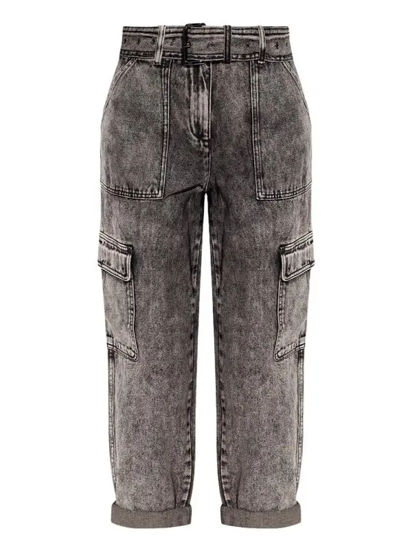 Michael Kors Belted Straight Leg Jeans - Black