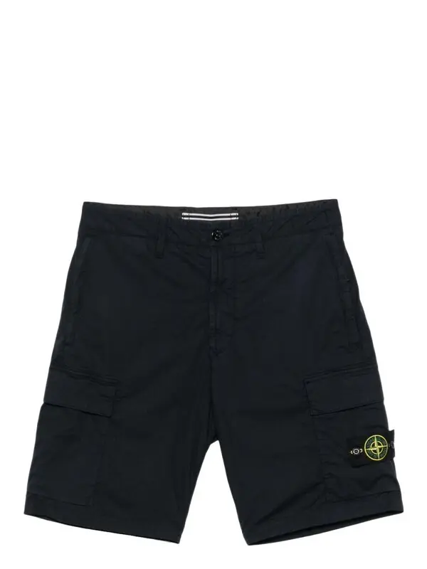 Stone Island Paracadute Cargo Shorts With Logo Patch - Blue