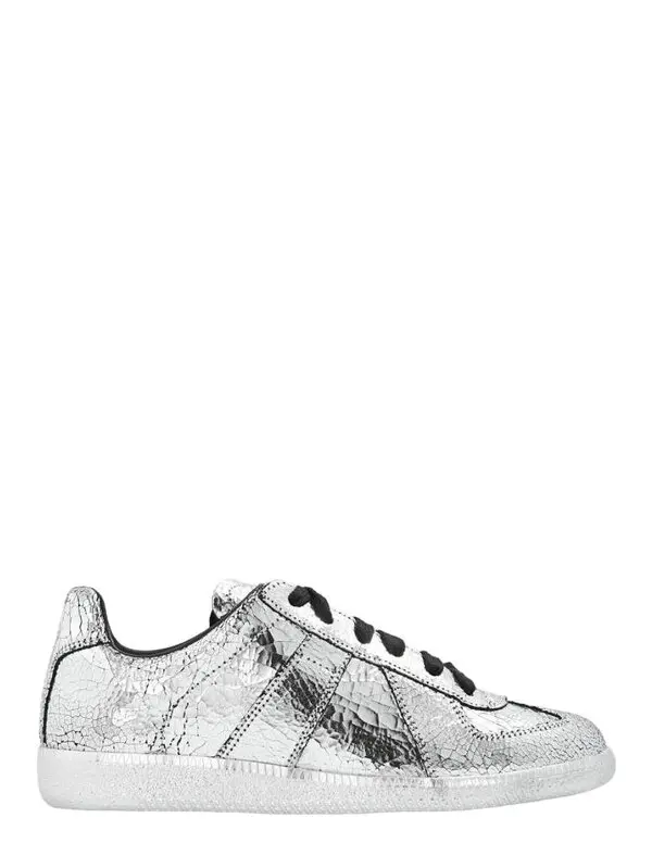 MAISON MARGIELA Replica Metallic-effect Lace-up Sneakers - Silver