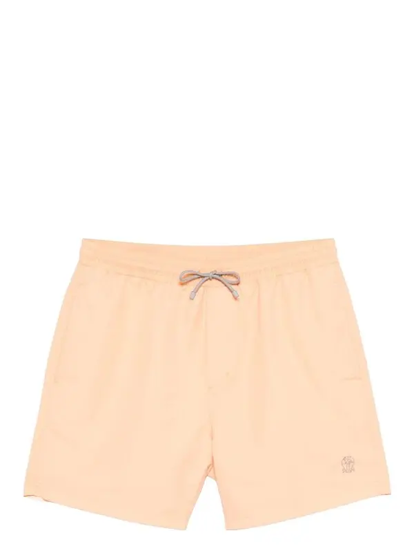 Brunello Cucinelli Logo Embroidered Swim Shorts - Nude