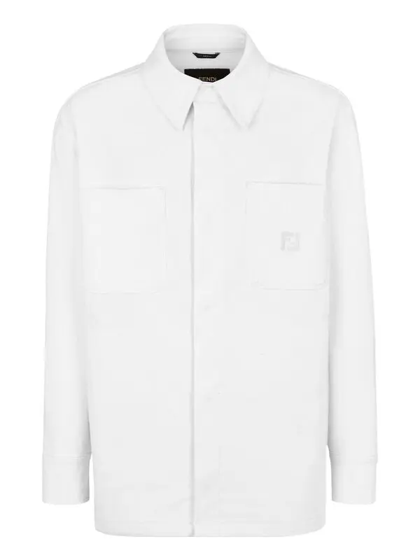 Fendi Logo Embroidered Collared Jacket - White