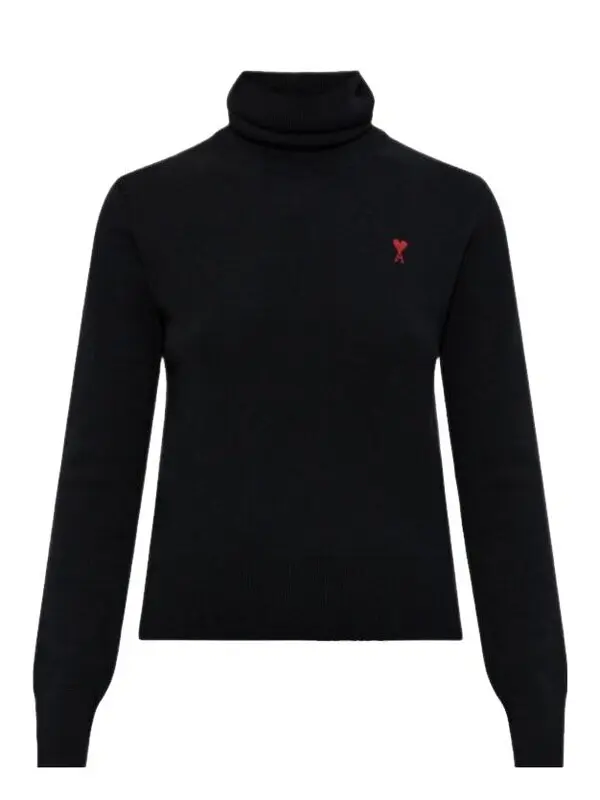 Ami De Coeur Embroidered Turtleneck Jumper - Black
