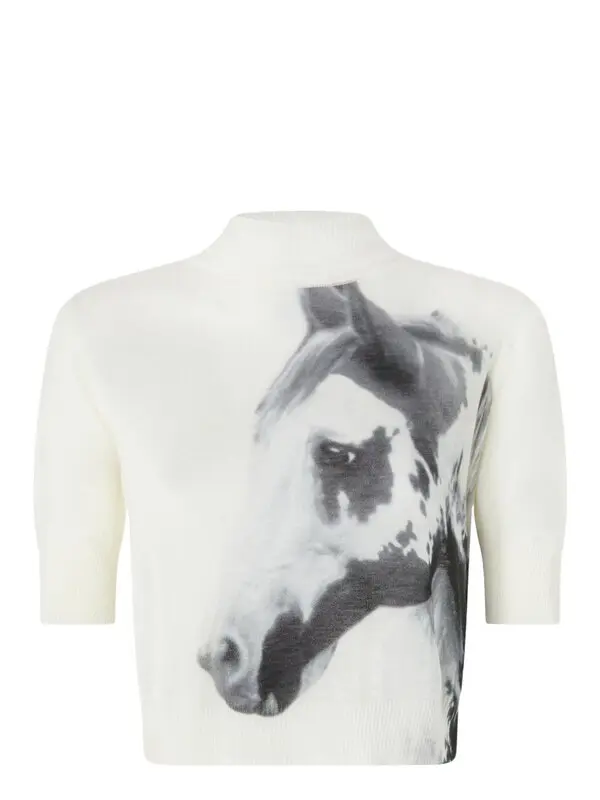Pinko Horse-print Knit Top - White