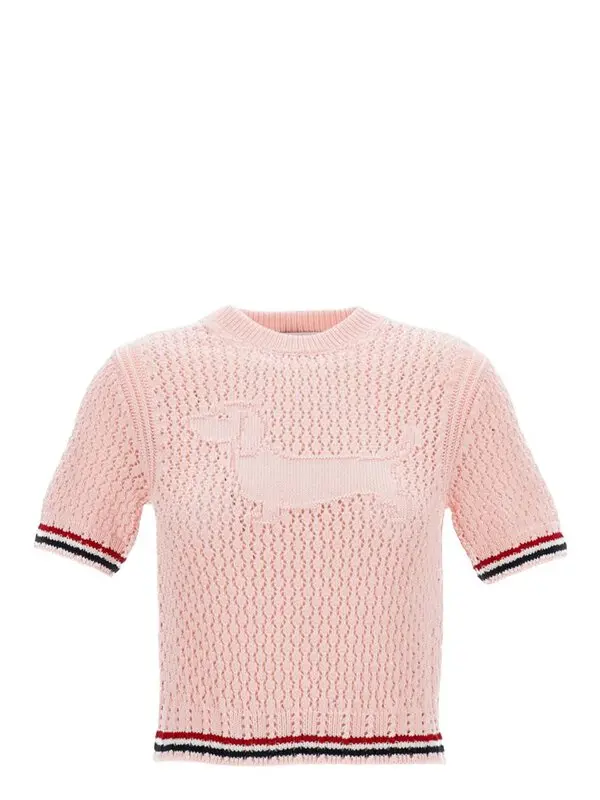 Thom Browne Hector Pointelle Knit T-shirt - Pink