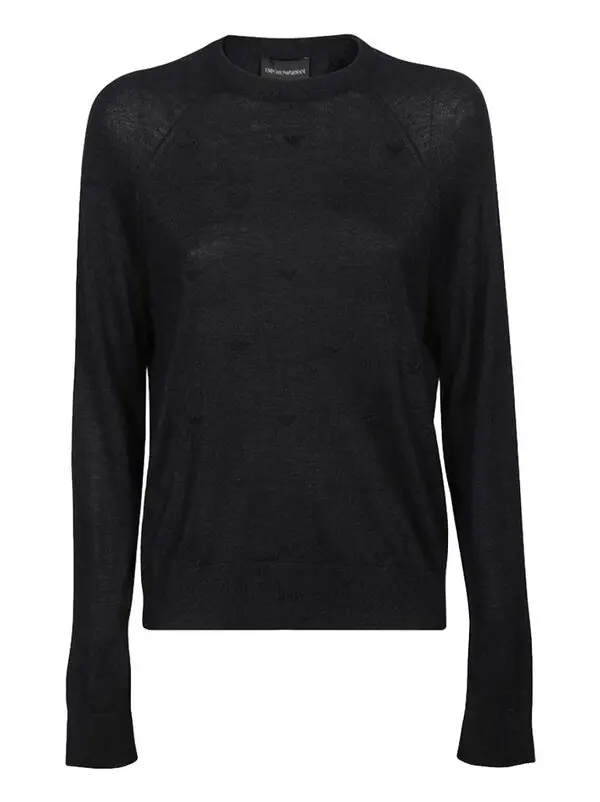 Emporio Armani Logo Embroidered Pullover - Black