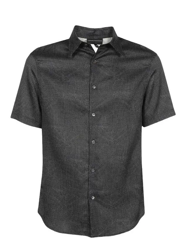 Emporio Armani Lapel Short-sleeved Shirt - Black