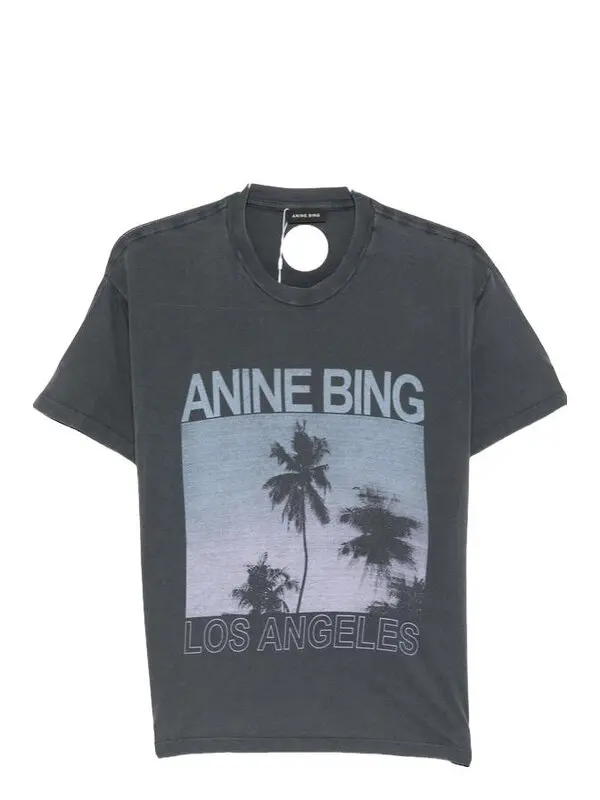 ANINE BING Cade Palms Printed T-shirt - Washed Ash