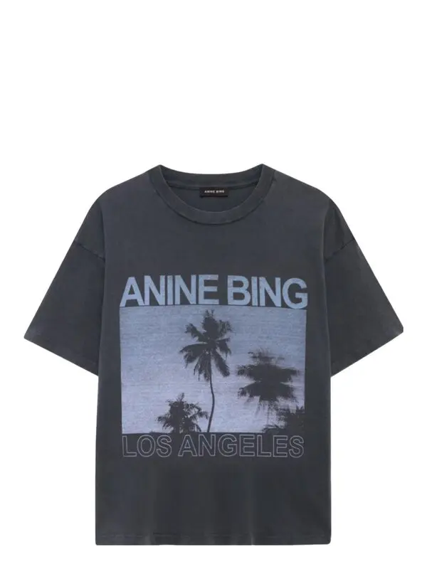 ANINE BING Cade Palms Printed T-shirt - Washed Ash