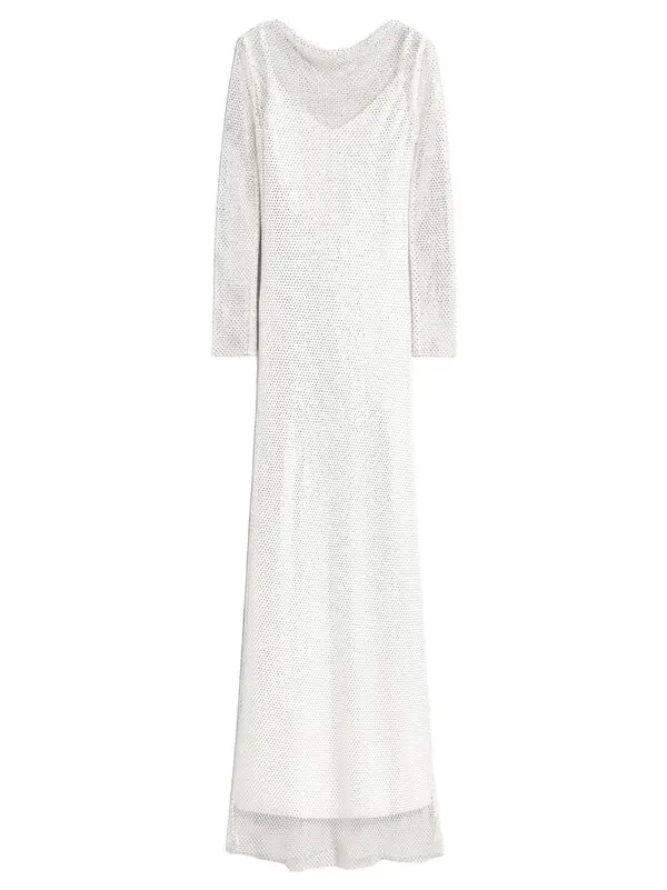 Max Mara Sheer Long Sleeve Maxi Dress - White