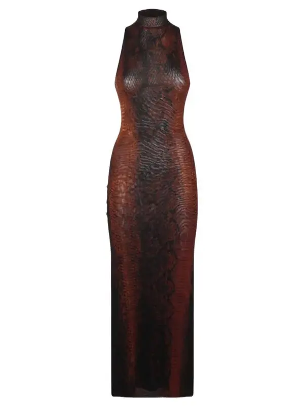 JEAN PAUL GAULTIER Printed High-neck Sleeveless Maxi Dress - Black