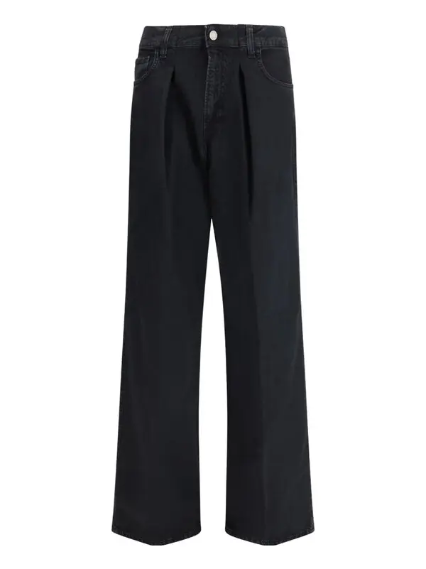 HAIKURE Pleated Wide Leg Jeans - Black