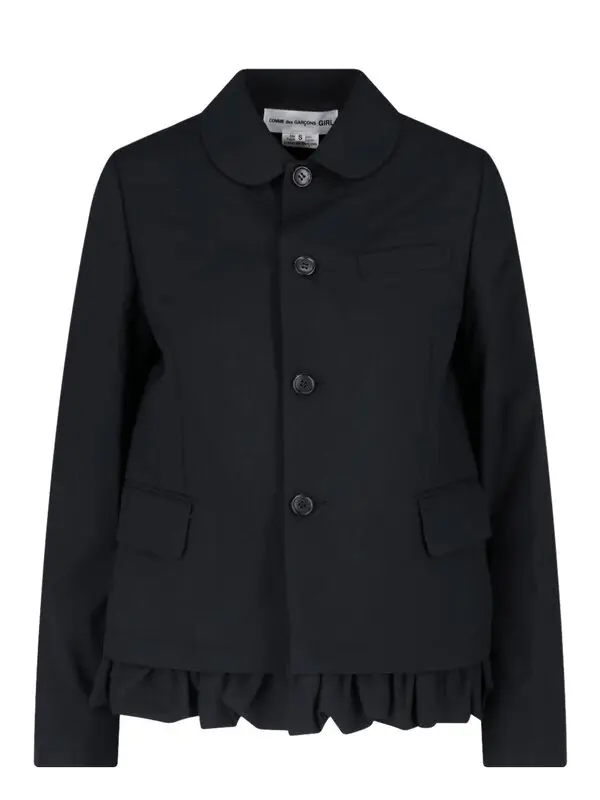 Comme Des Garçons Ruffled Button-up Jacket - Black