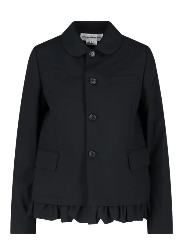 Comme Des Garçons Ruffled Button-up Jacket - Black