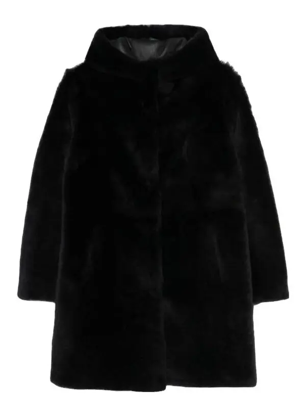 ARMA Shearling Hooded Coat - Black