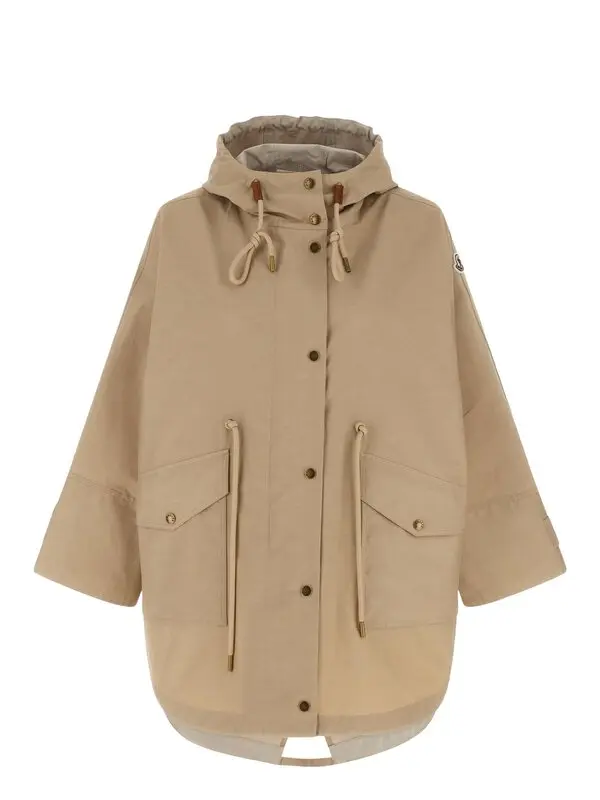 Moncler Brunnera Hooded Parka Coat - Beige