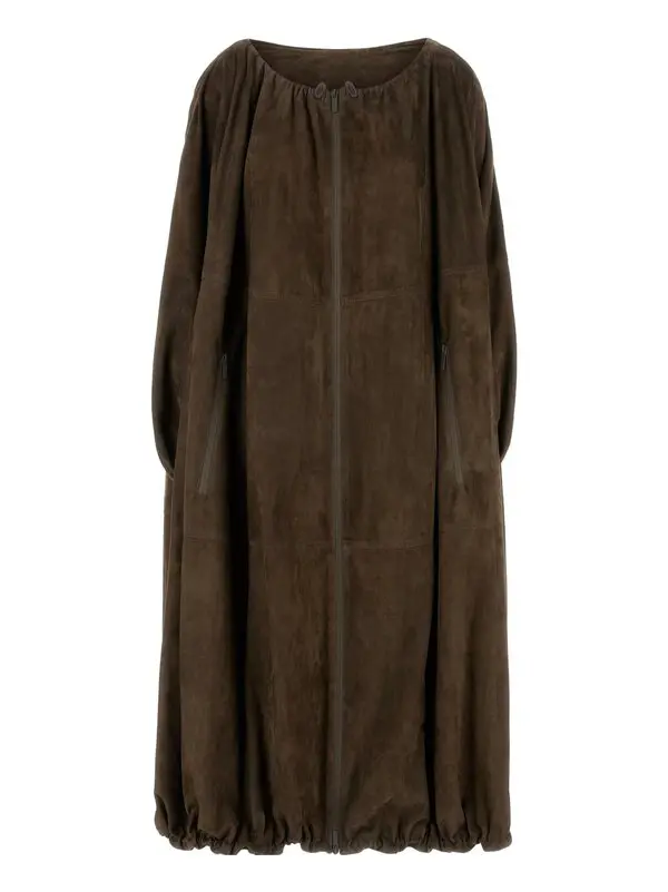 FERRAGAMO Leather Overcoat - Brown