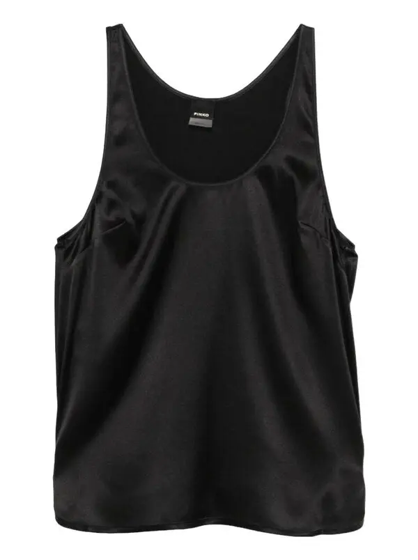 Pinko Crewneck Satin Tank Top - Black