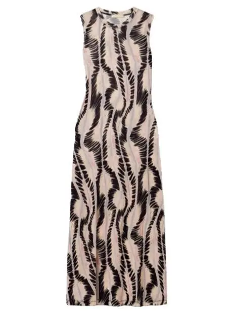 Ulla Johnson Sleeveless Wavy Pattern Maxi Dress - Nude