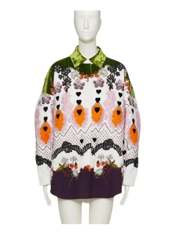 Valentino Garavani Floral Patterned Button-up Velvet Coat - Multicolor