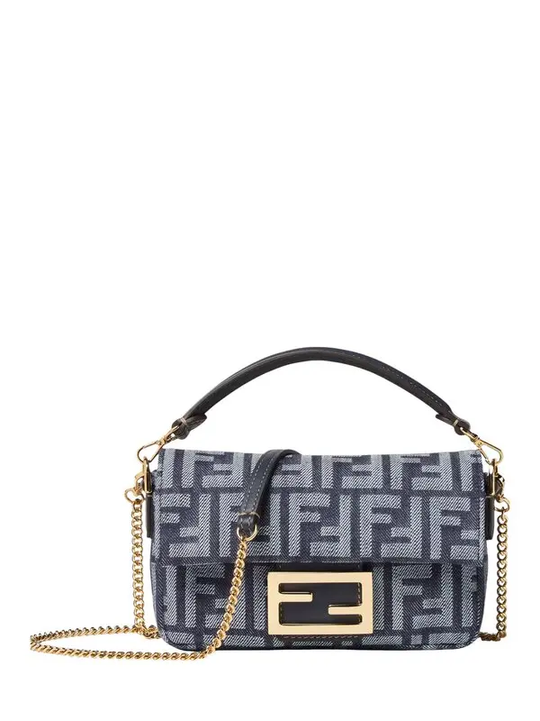 Fendi Baguette Ff Jacquard Mini Tote Bag - Dark Blue