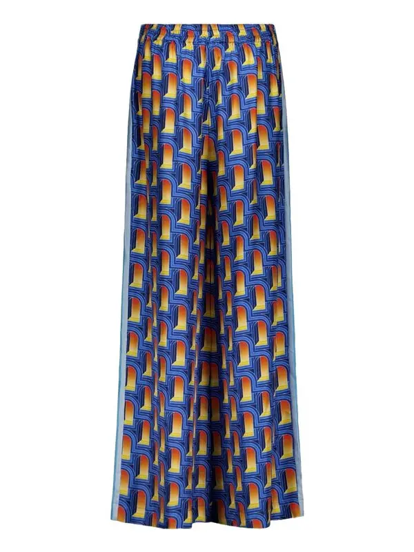 Casablanca L'arche De Nuit" Printed Wide-leg Trousers - Blue