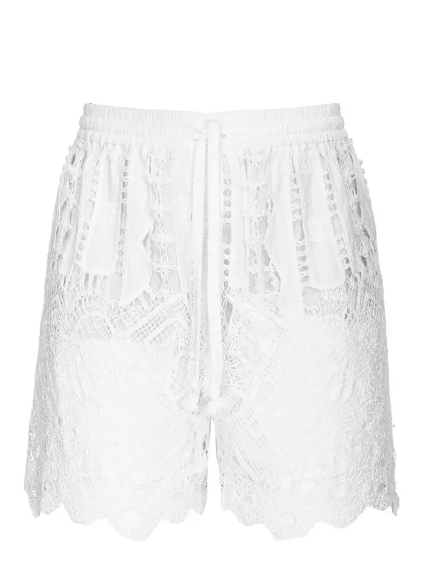 Pinko Perforated Macramè Shorts - White