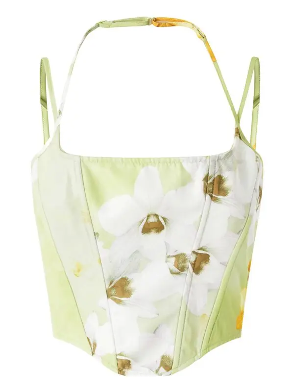 Pinko Floral-print Corset Top - White