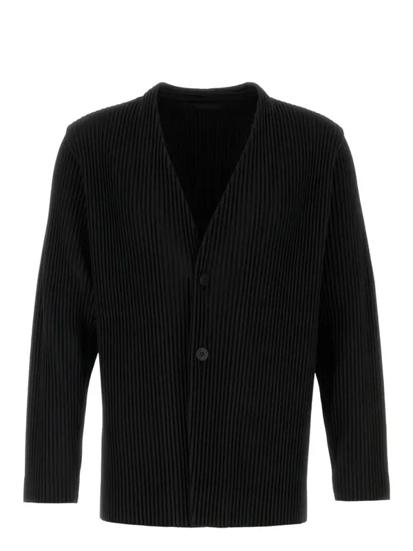 Issey Miyake Homme Plissé Pleated Single-breasted Jacket - Black