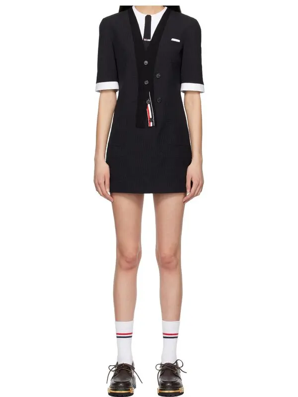 Thom Browne Striped Mini Dress - Black