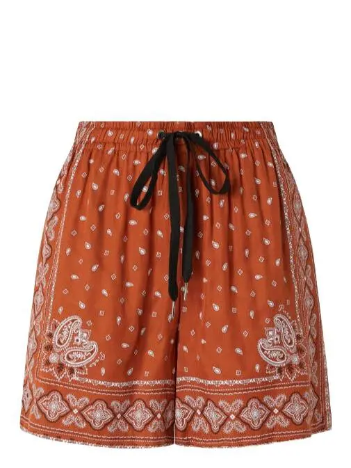 Pinko Bandana Print Drawstring Shorts - Brown