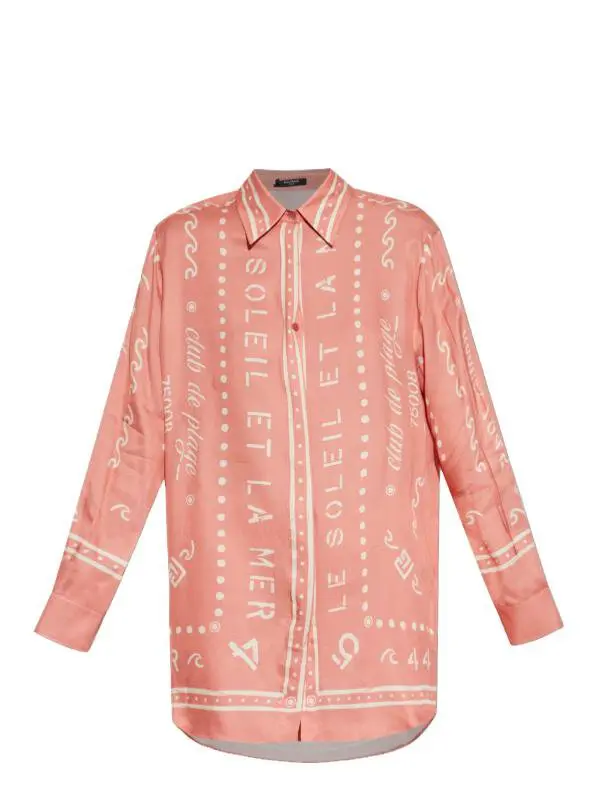 Balmain Curved Hem Printed Shirt - Pink