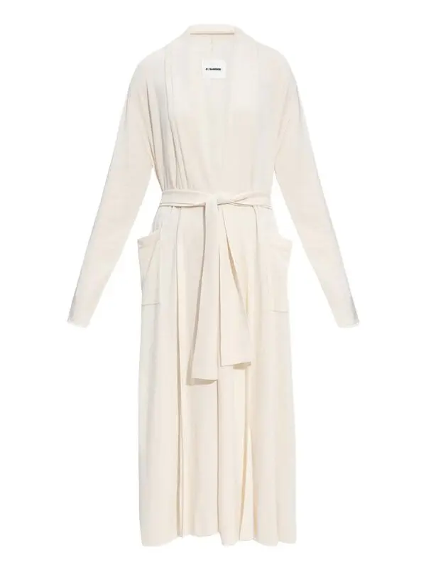 JIL SANDER Tie-waist Knitted Coat - White