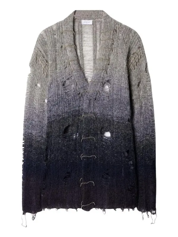 Off-White Distressed Knitted Cardigan - Black