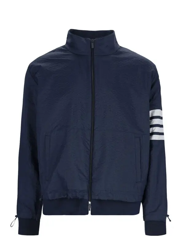 Thom Browne Zip-up 4-bar Striped Ripstop Jacket - Blue