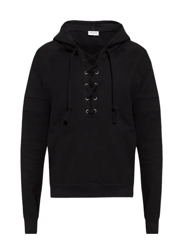 Saint Laurent Lace-up Hoodie - Black