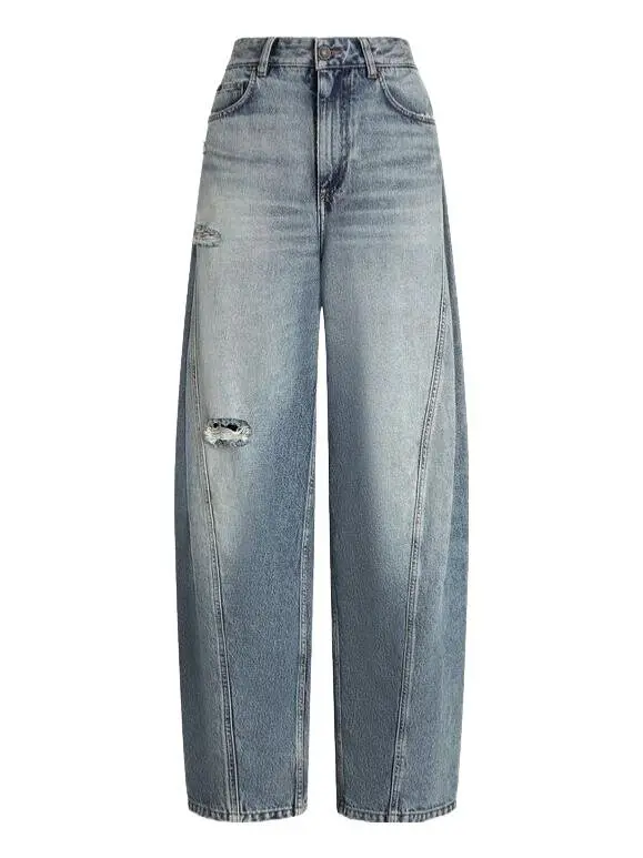 Dolce & Gabbana Wide Leg Distressed Jeans - Gray